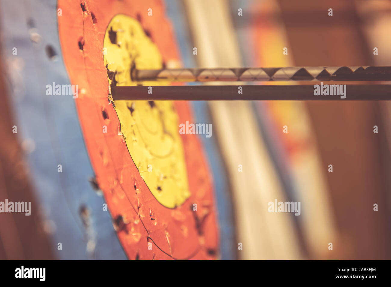 target and darts at the archery competition in the sports hall Stock ...