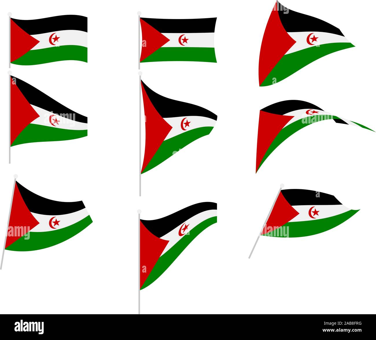 Vector Drawing of Set with Sahrawi Arab Democratic Republic Flag Stock ...