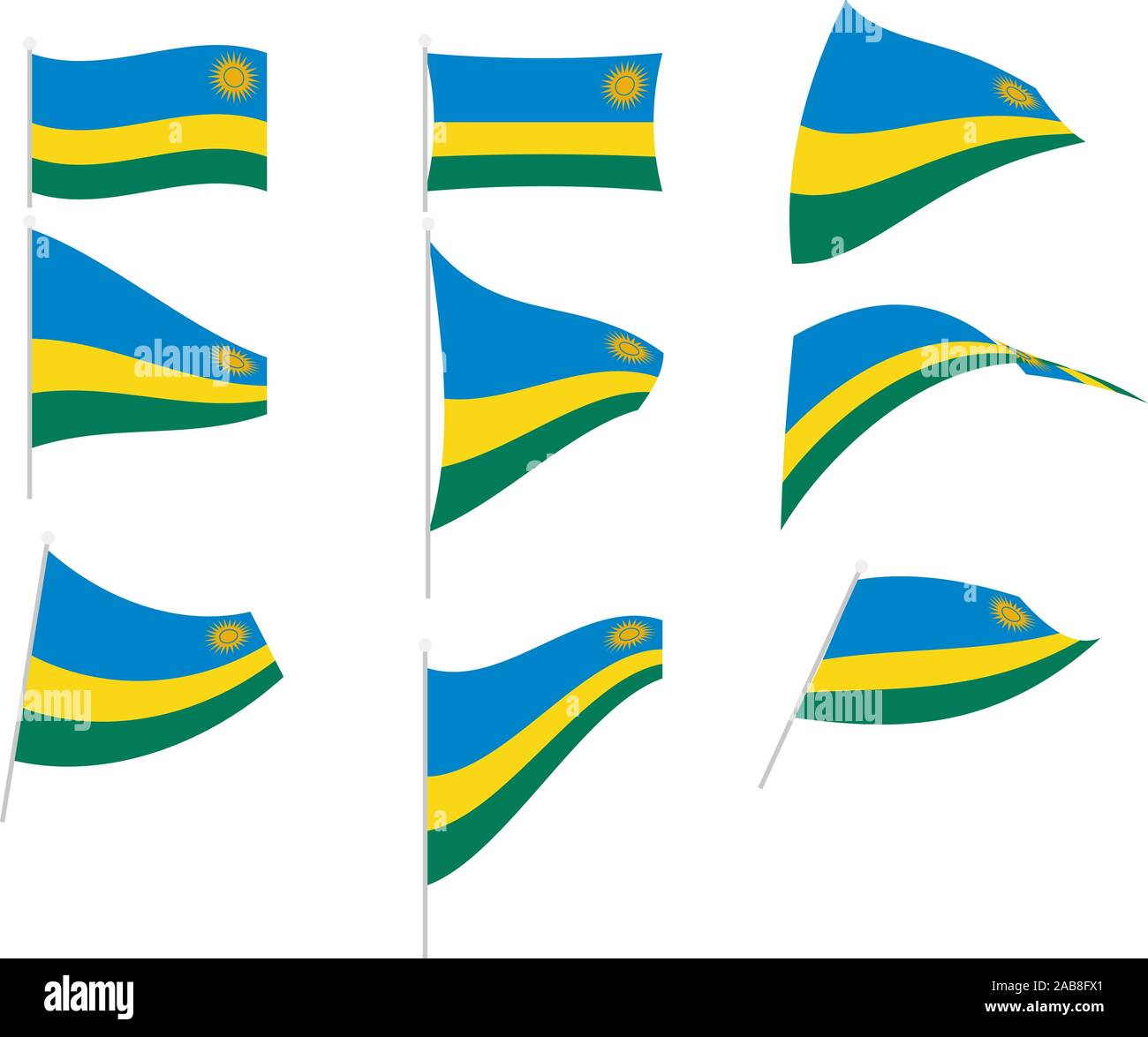 Vector Drawing of Set with Rwanda Flag Stock Vector Image & Art - Alamy