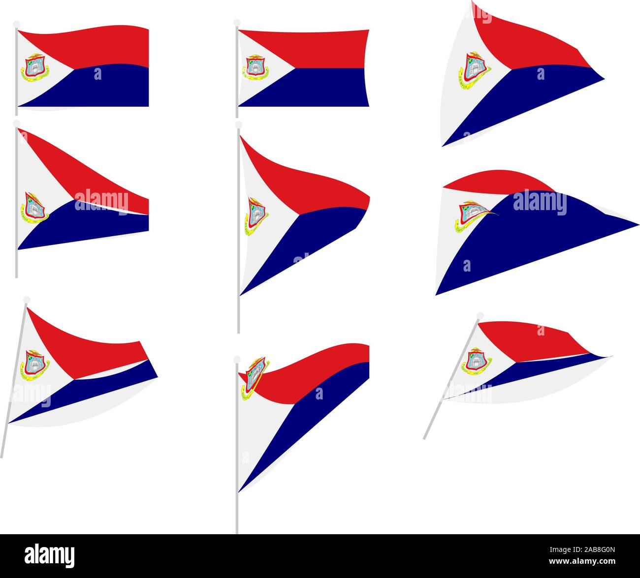 Vector Drawing of Set with Saint Martin Flag Stock Vector Image & Art ...