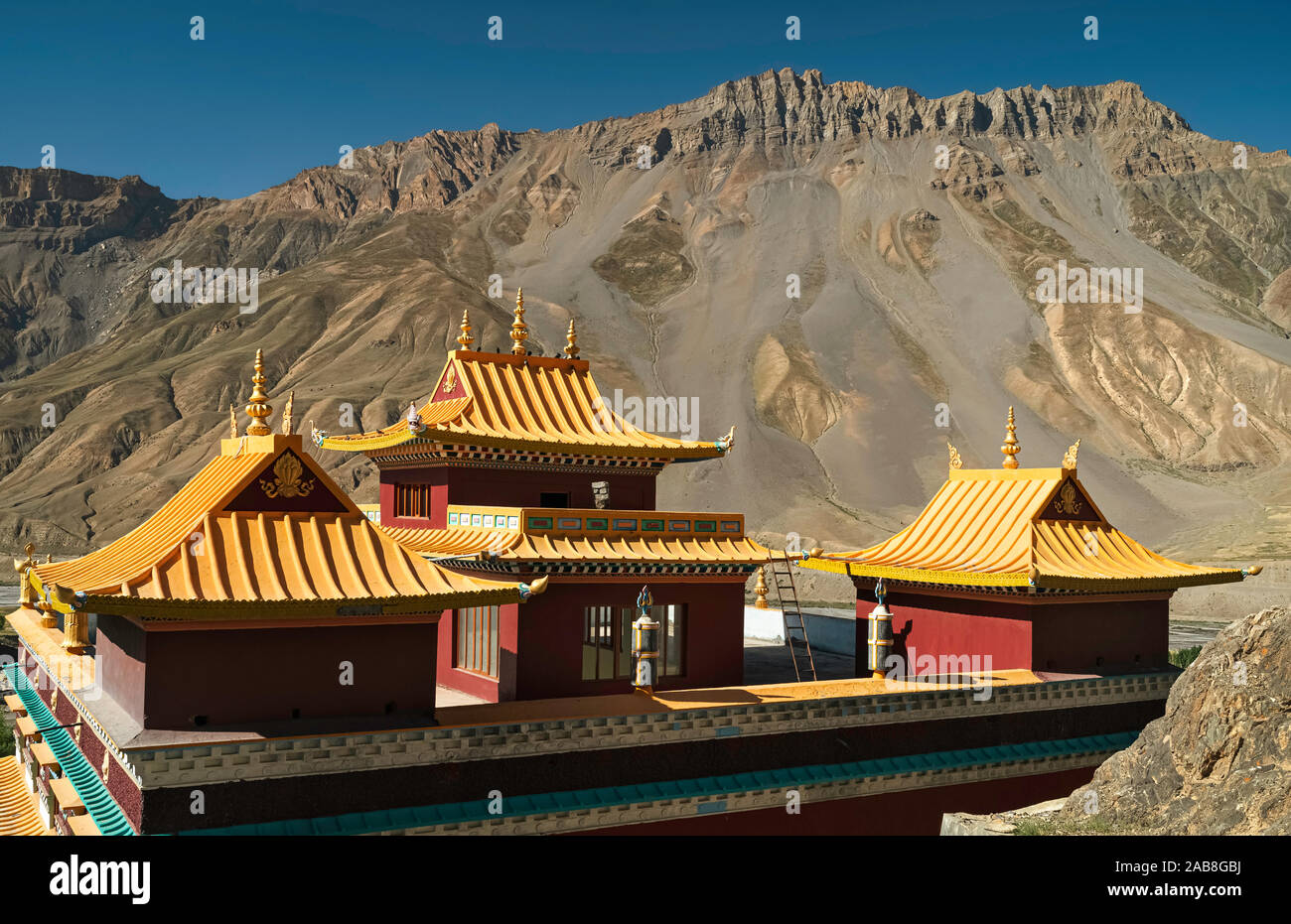 Kaza, Himachal Pradesh, India. Elevated view of the Buddhist monastery ...