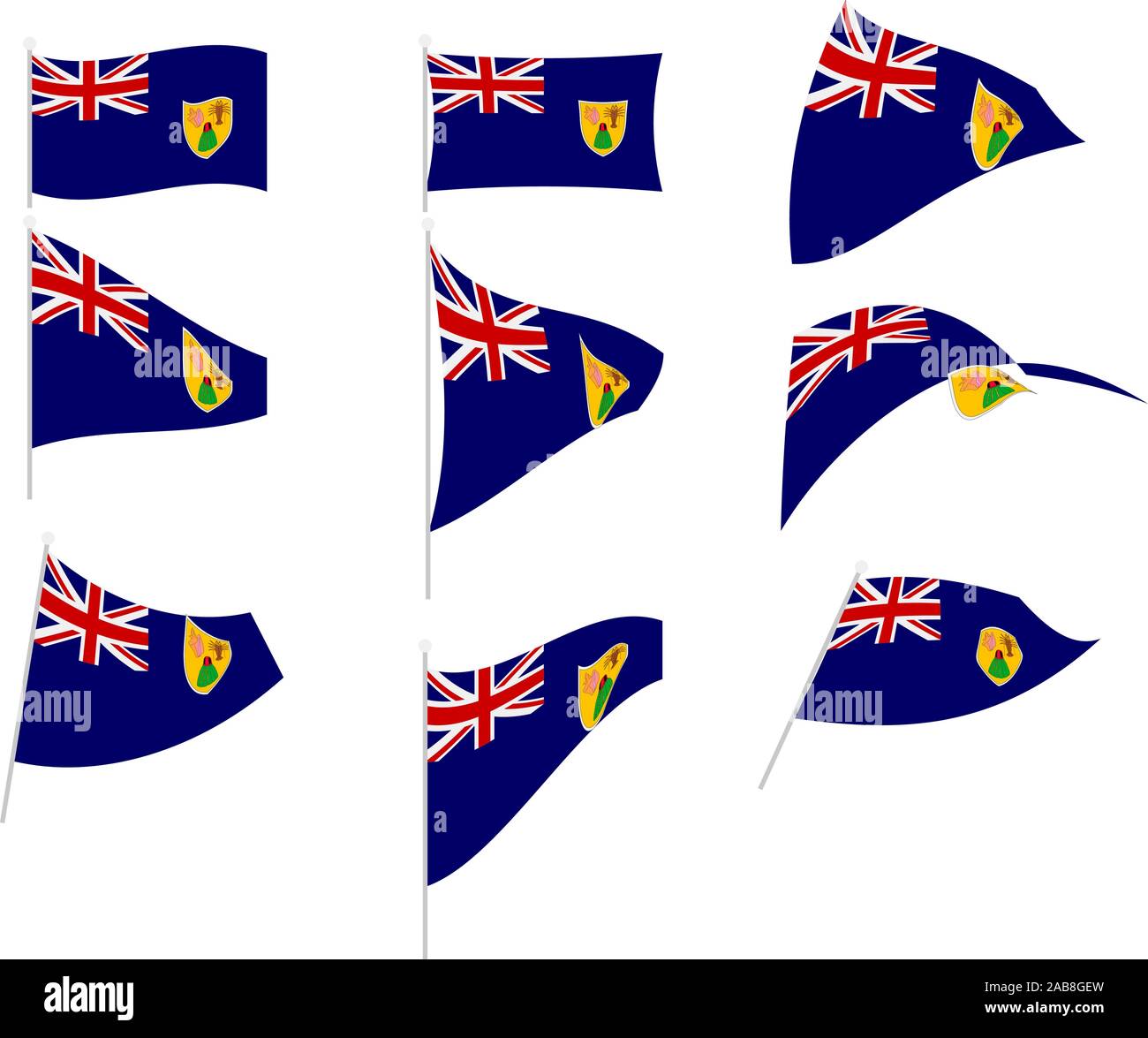 Vector Drawing of Set with Turks and Caicos Islands Flag Stock Vector ...