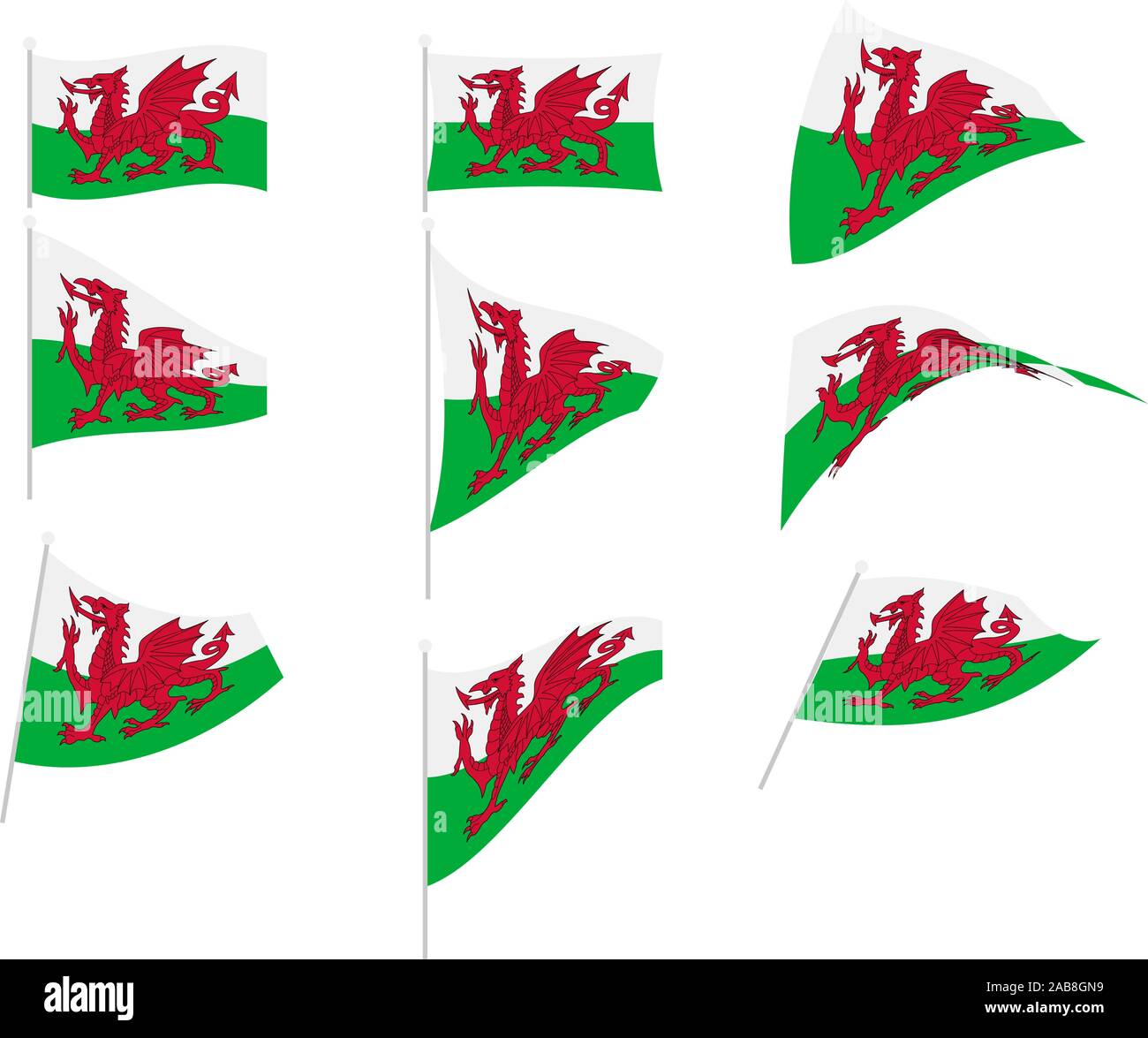 Vector Drawing of Set with Wales Flag Stock Vector Image & Art - Alamy