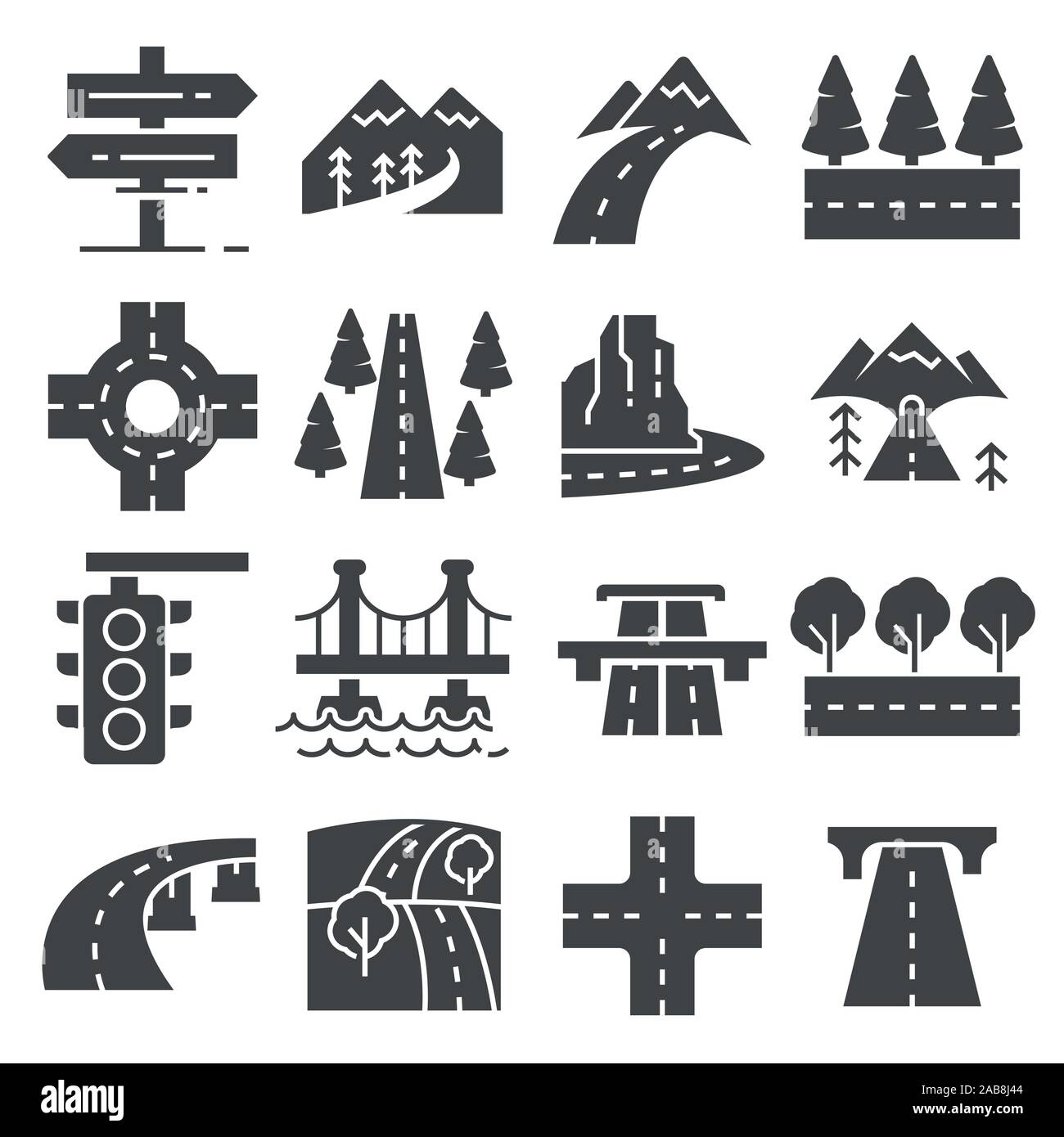vector illustrations road and highway icons set Stock Vector Image ...