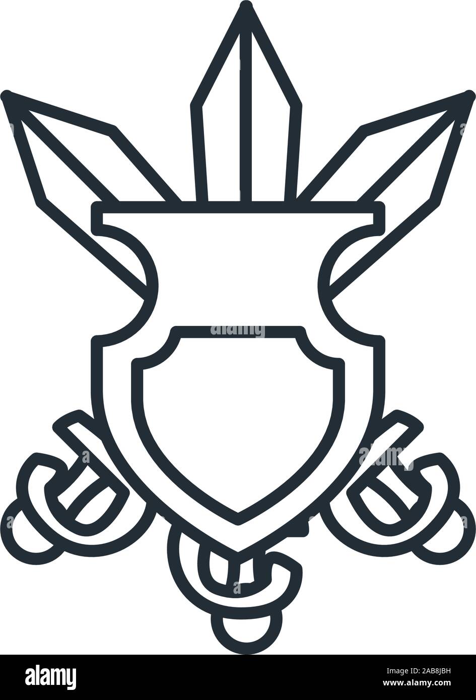 medieval shield with swords crossed flat icon vector illustration design Stock Vector Image ...