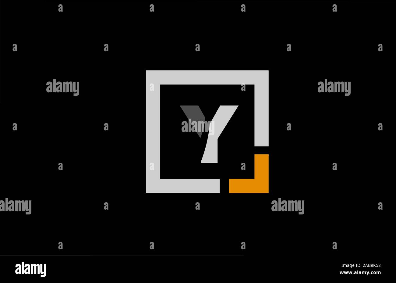 black white orange square letter Y alphabet logo design icon for ...
