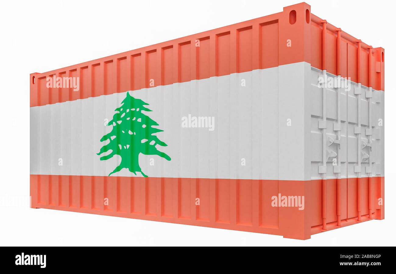3D Render of Cargo Container with Lebanon Flag Stock Photo - Alamy