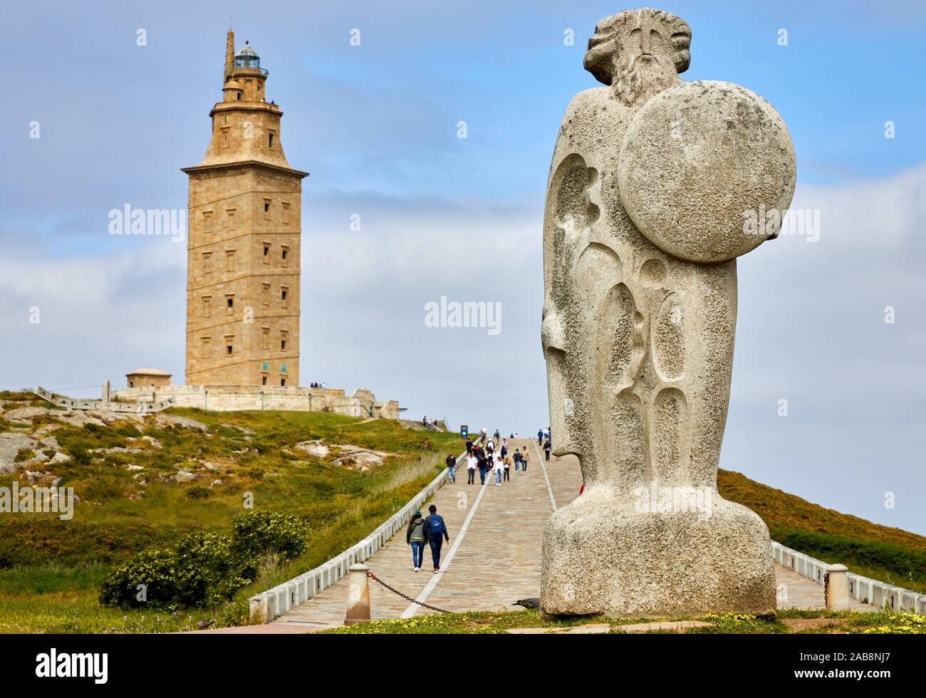 Statue monument sculpture tower of hercules hi-res stock photography ...