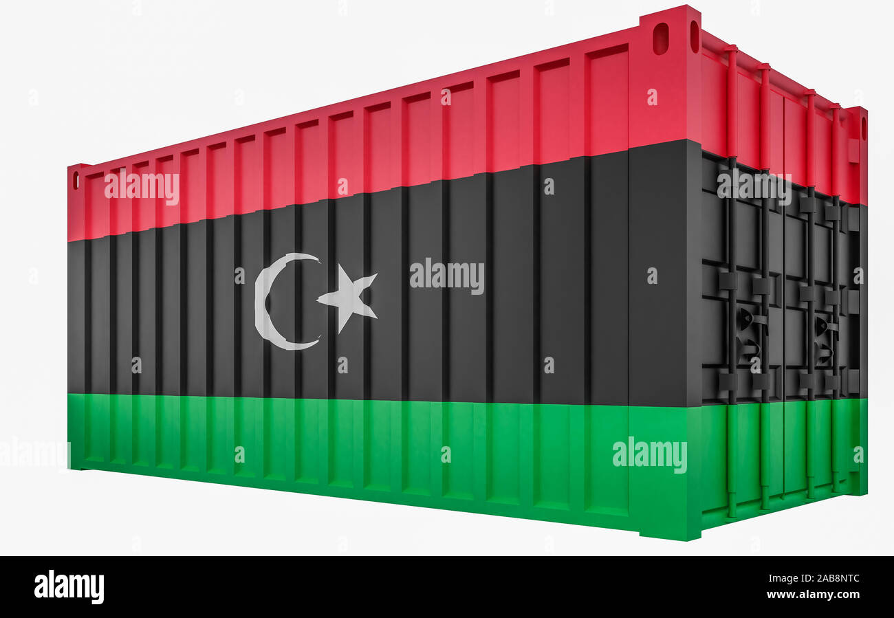 3D Render of Cargo Container with Libya Flag Stock Photo - Alamy