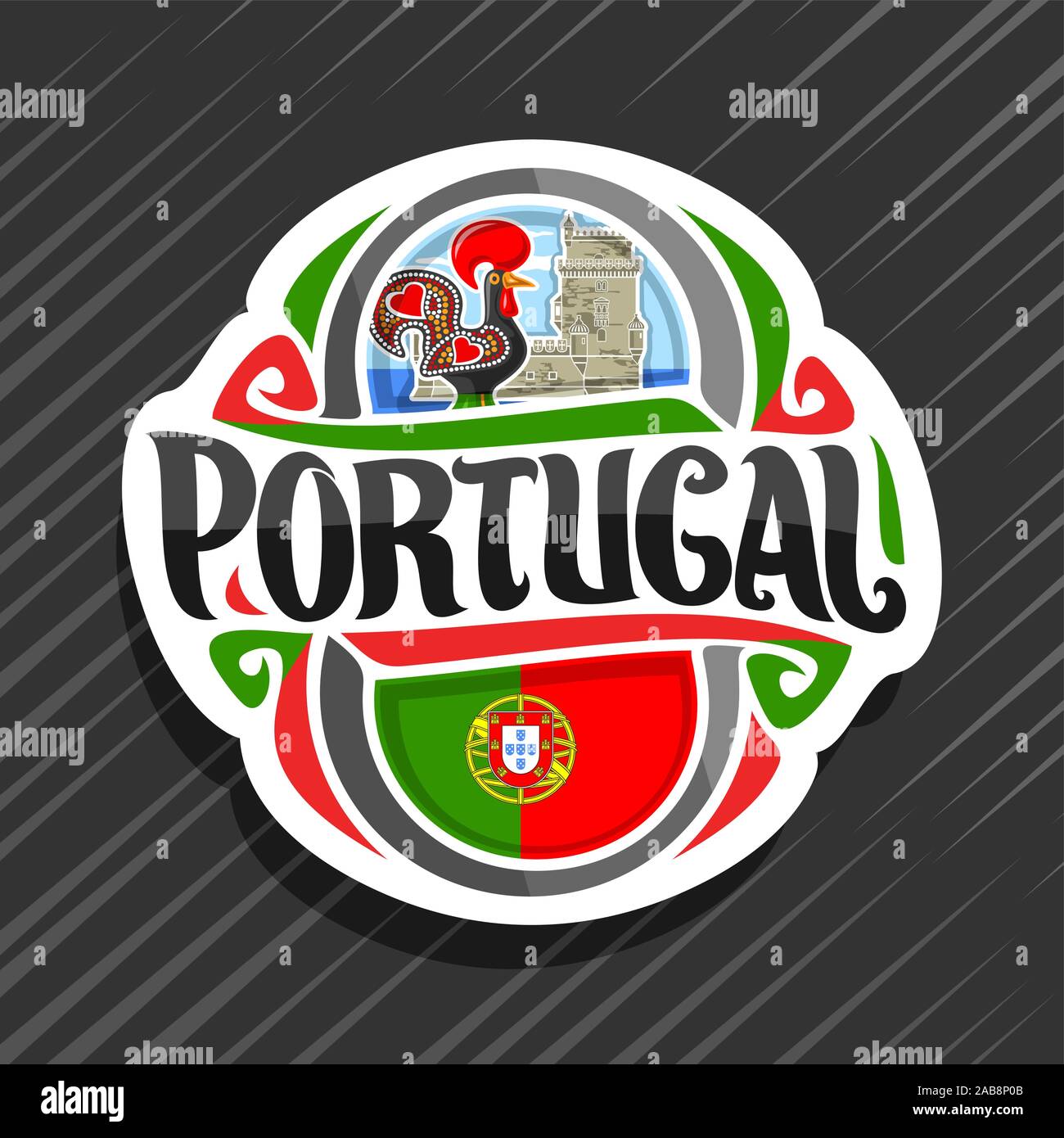 Vector logo for Portugal country, white fridge magnet with portuguese ...