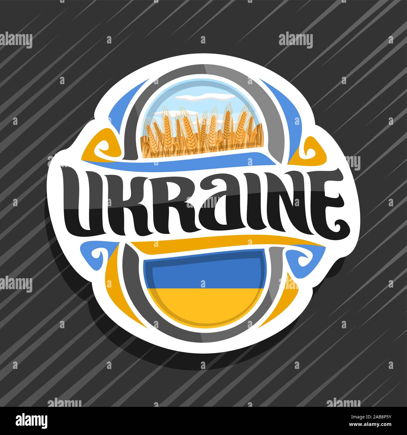 Vector logo for Ukraine country, fridge magnet with ukrainian flag ...