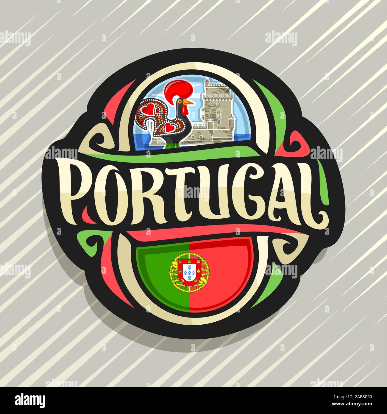 Vector logo for Portugal country, white fridge magnet with portuguese ...