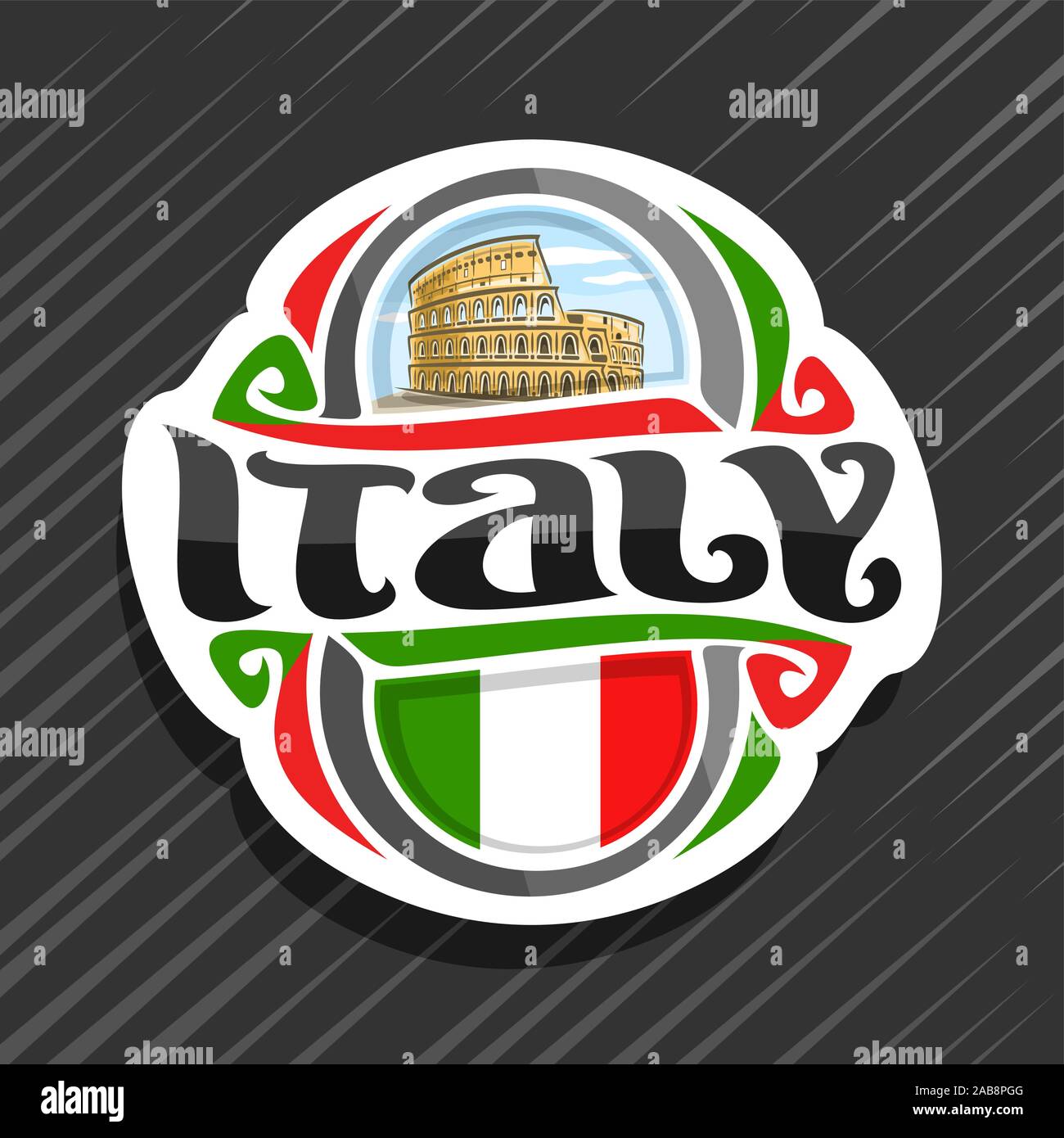 Vector logo for Italy country, fridge magnet with italian flag ...