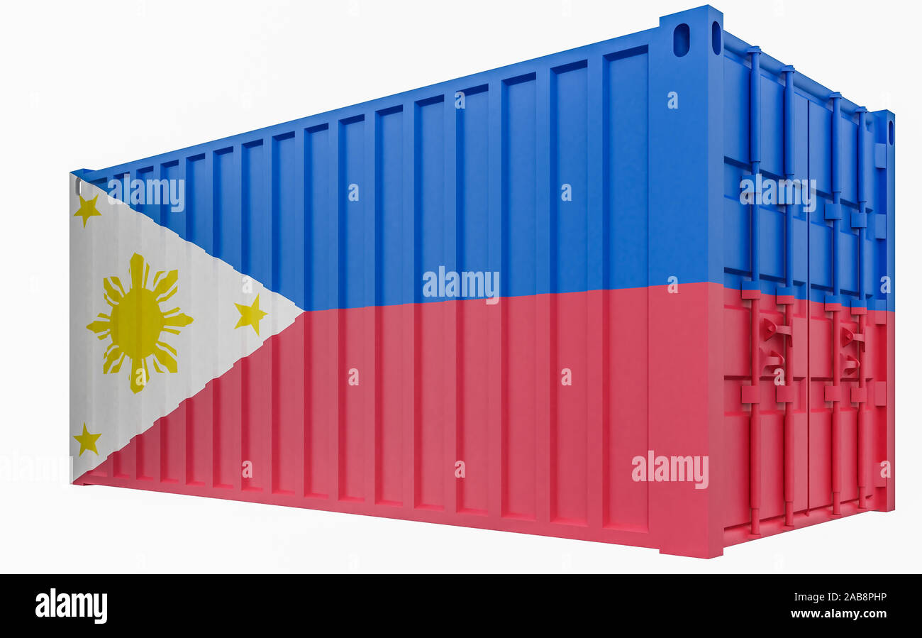 3D Render of Cargo Container with Philippines Flag Stock Photo - Alamy