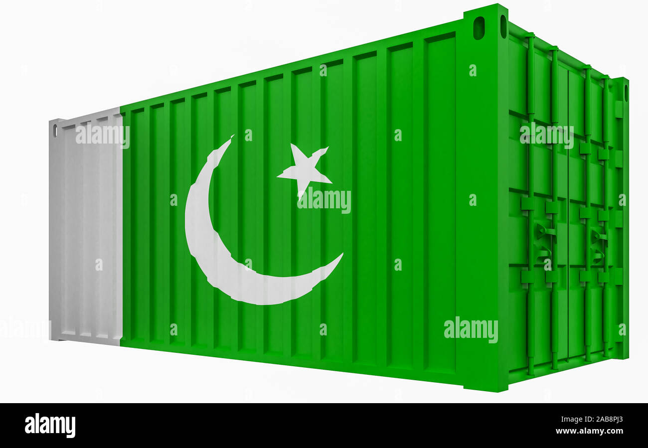 3D Render of Cargo Container with Pakistan Flag Stock Photo - Alamy