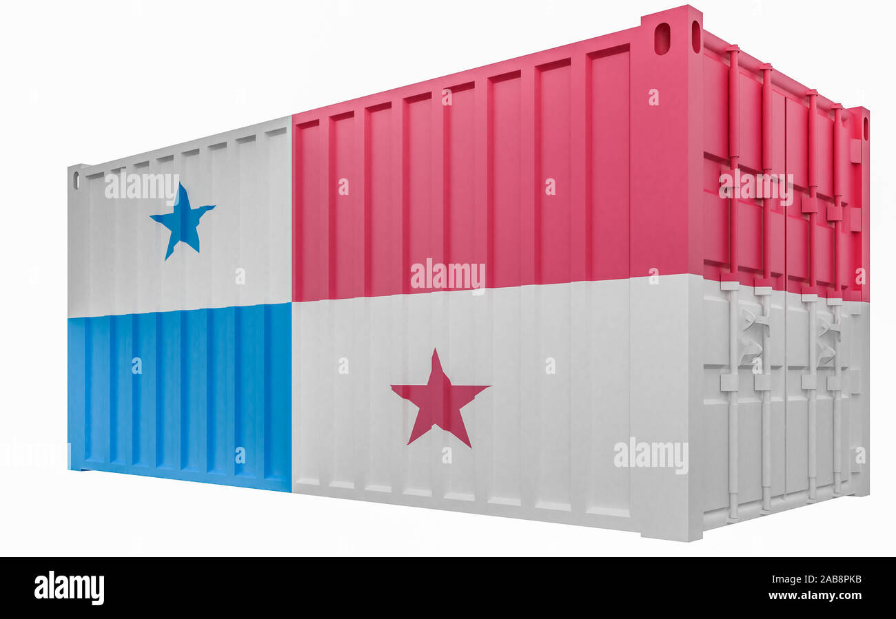 3D Render of Cargo Container with Panama Flag Stock Photo - Alamy