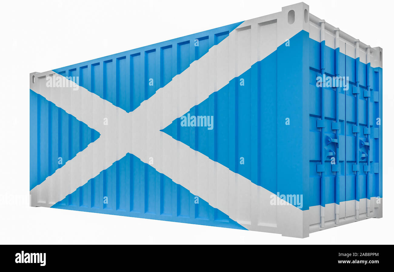 3D Render of Cargo Container with Scotland Flag Stock Photo - Alamy
