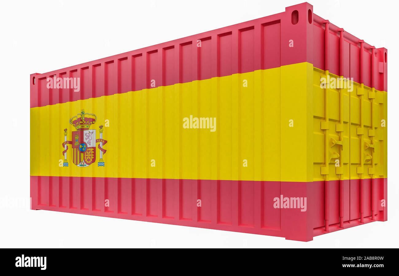 3D Render of Cargo Container with Spain Flag Stock Photo - Alamy