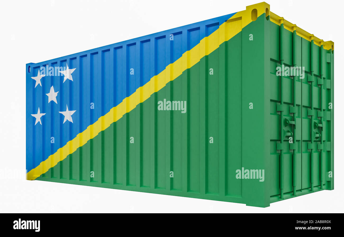 3D Render of Cargo Container with Solomon Islands Flag Stock Photo - Alamy