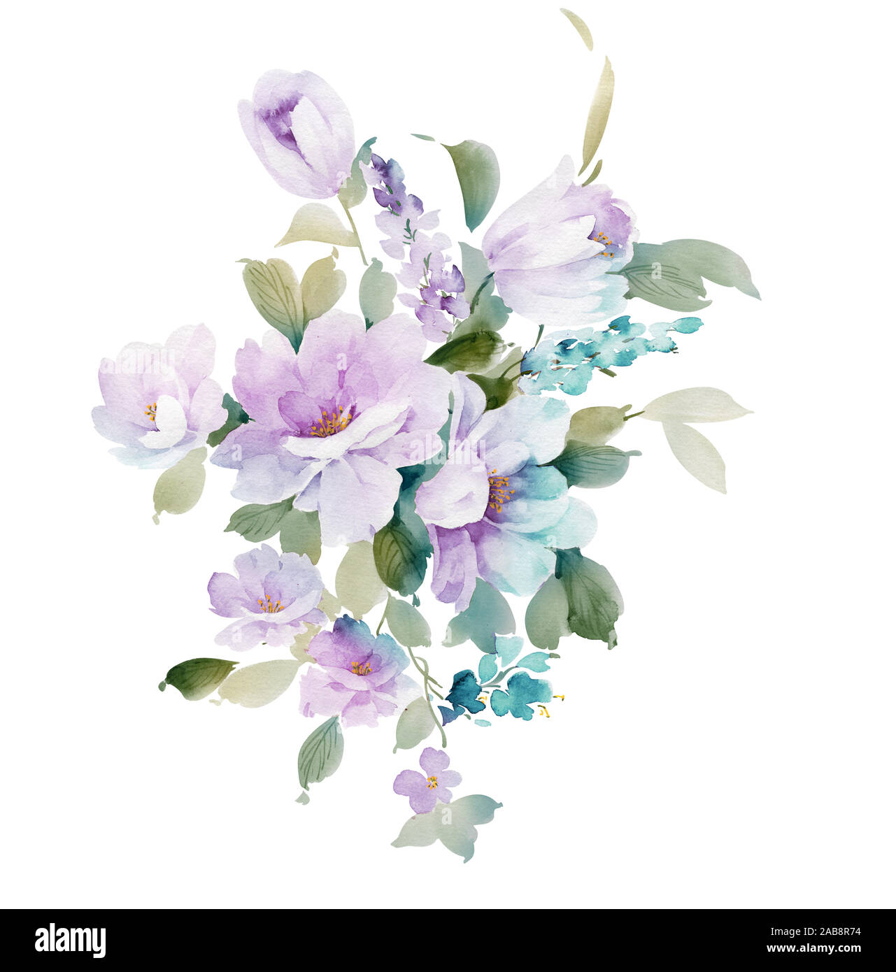 Watercolor flowers illustration Stock Photo - Alamy