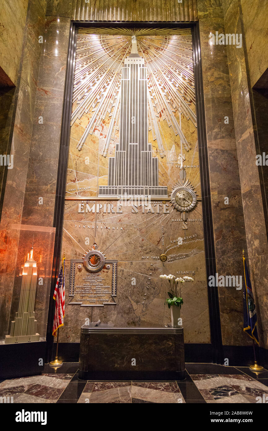 Empire State building mural in the foyer, Manhattan, New York City ...