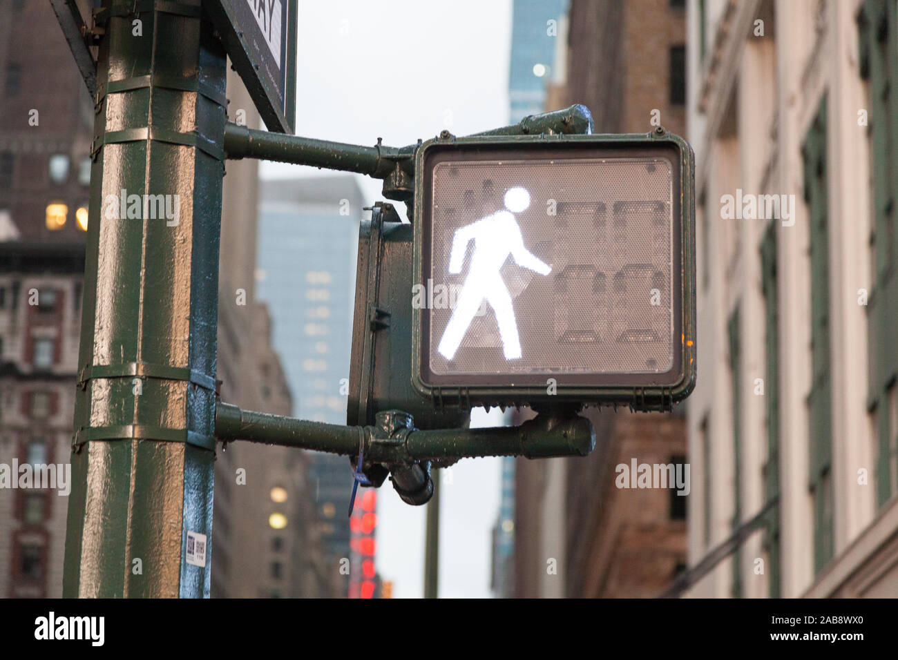 Pedestrian walk sign, 7th Avenue, New York City, United States of ...