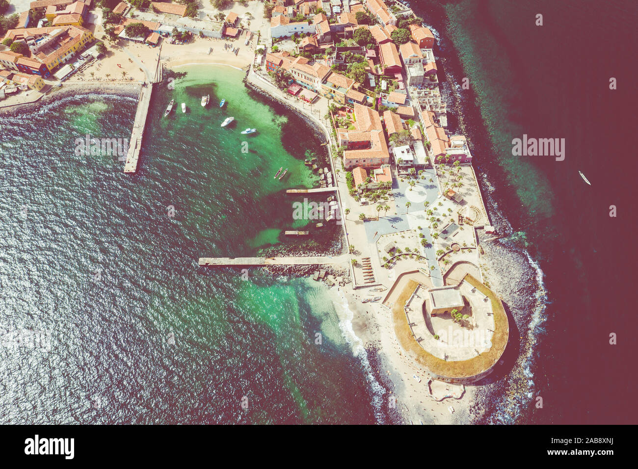 Aerial view of Goree Island. Gorée. Dakar, Senegal. Africa. Photo made ...