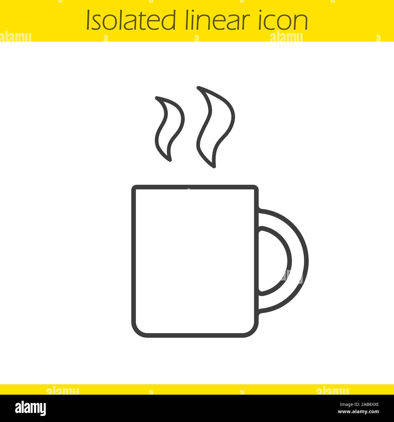 Steaming mug linear icon. Thin line illustration. Hot tea cup contour ...
