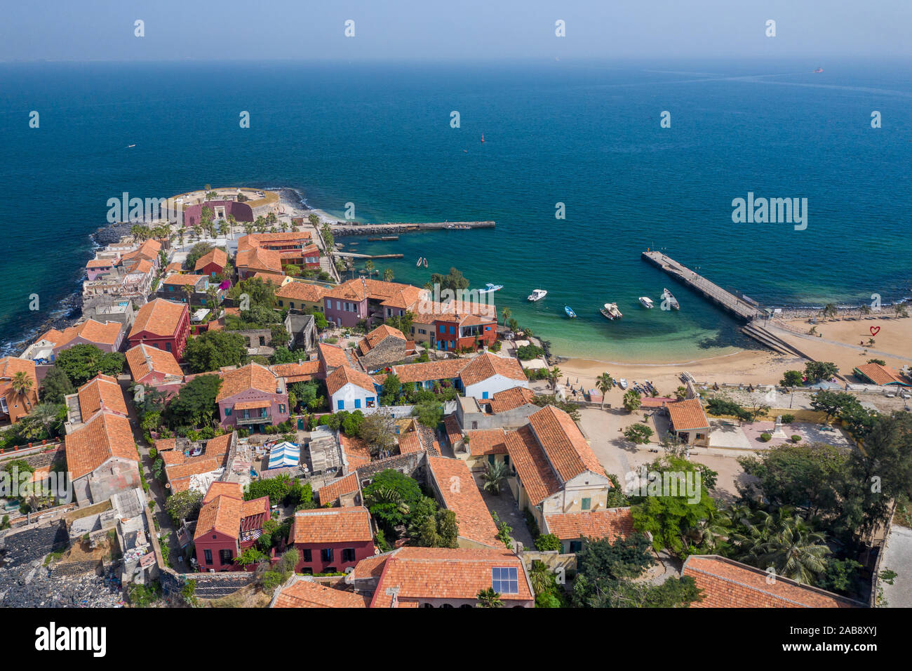 Aerial view of Goree Island. Gorée. Dakar, Senegal. Africa. Photo made ...
