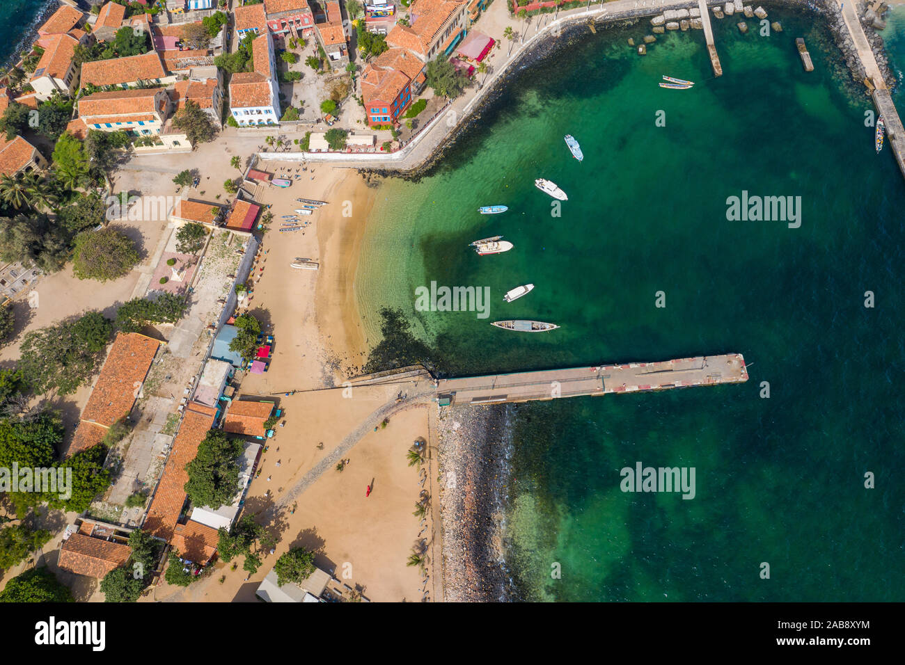 Aerial view of Goree Island. Gorée. Dakar, Senegal. Africa. Photo made ...