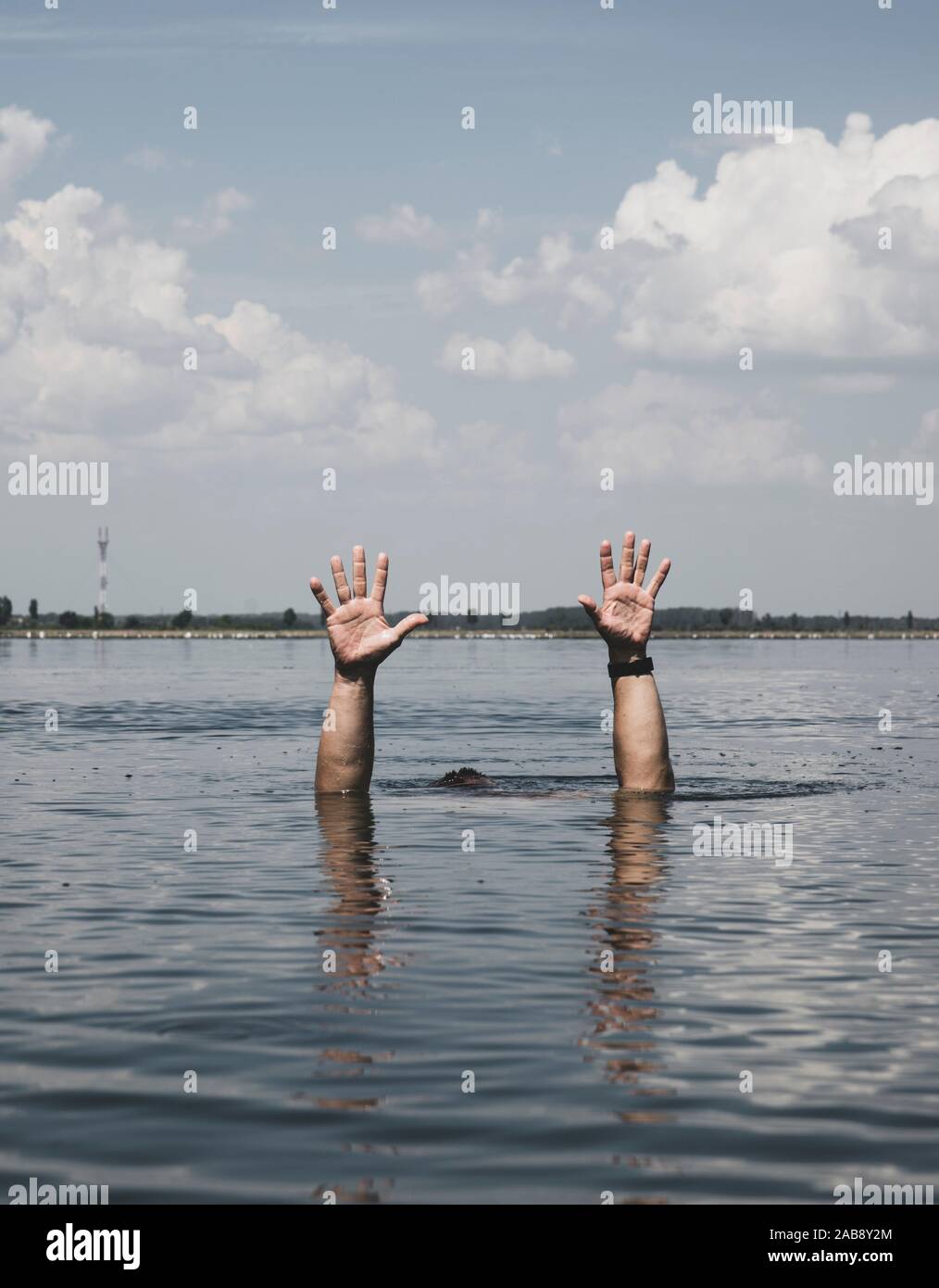 Drowning water hands hi-res stock photography and images - Alamy