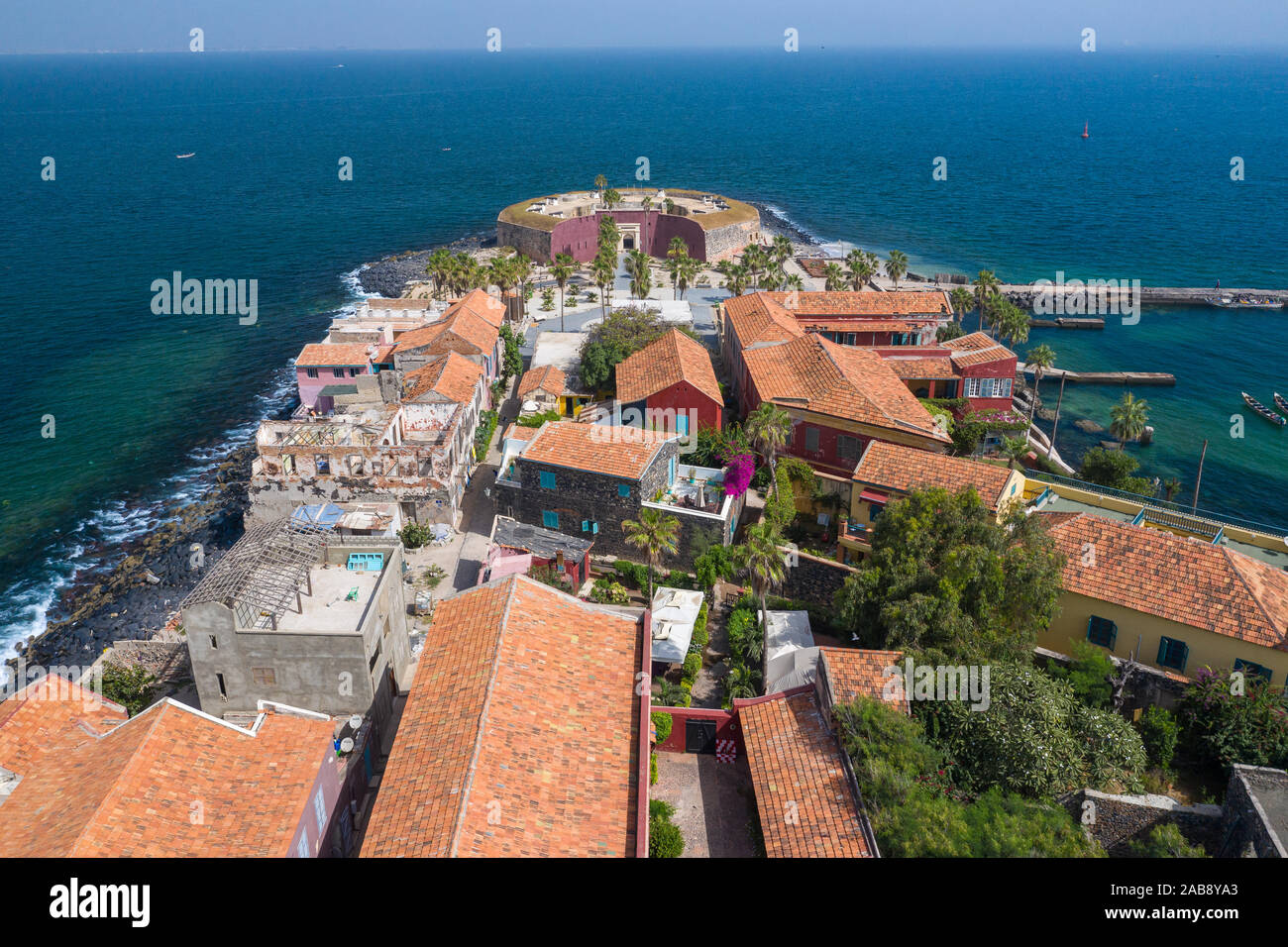 Aerial view of Goree Island. Gorée. Dakar, Senegal. Africa. Photo made ...
