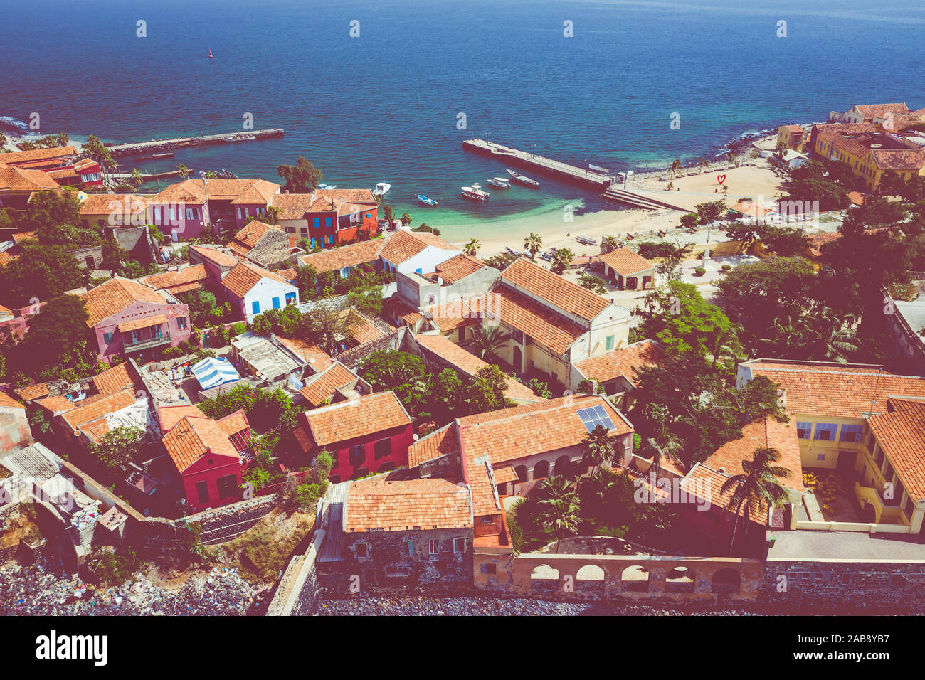 Aerial view of Goree Island. Gorée. Dakar, Senegal. Africa. Photo made ...