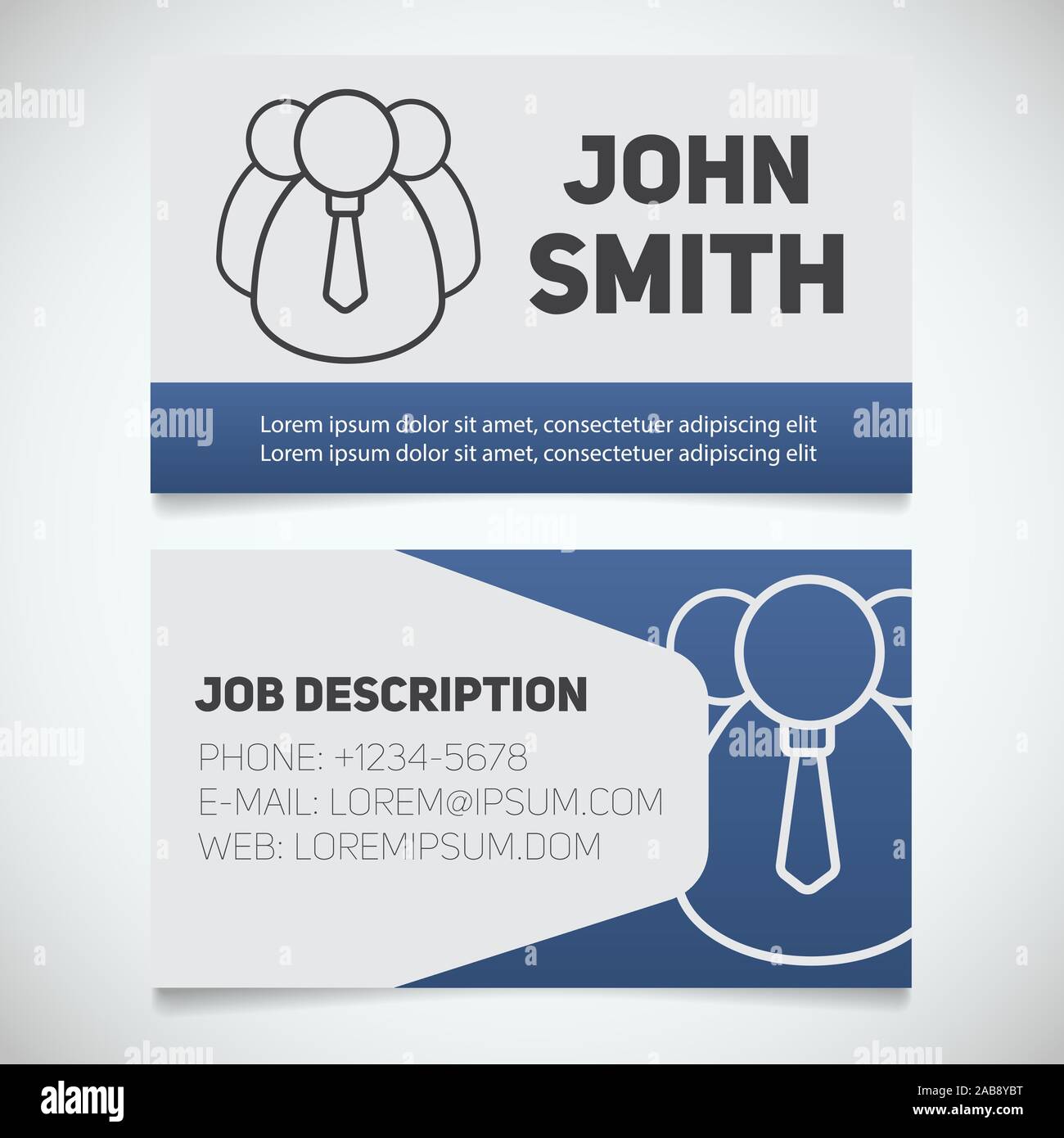 Business card print template with company personnel logo. Easy edit ...