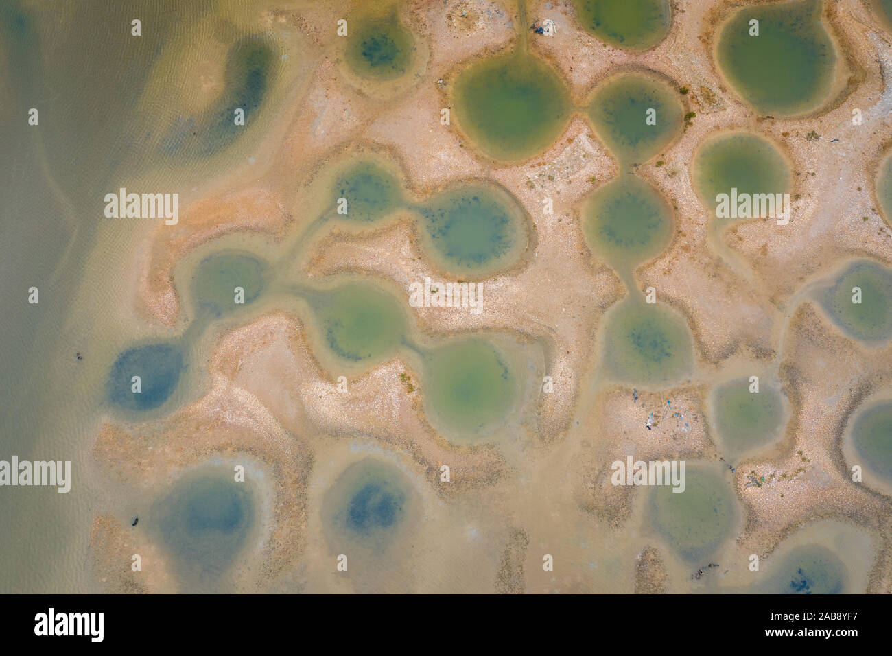 Aerial view of artificial salt farm.. Senegal. West Africa. Photo made ...