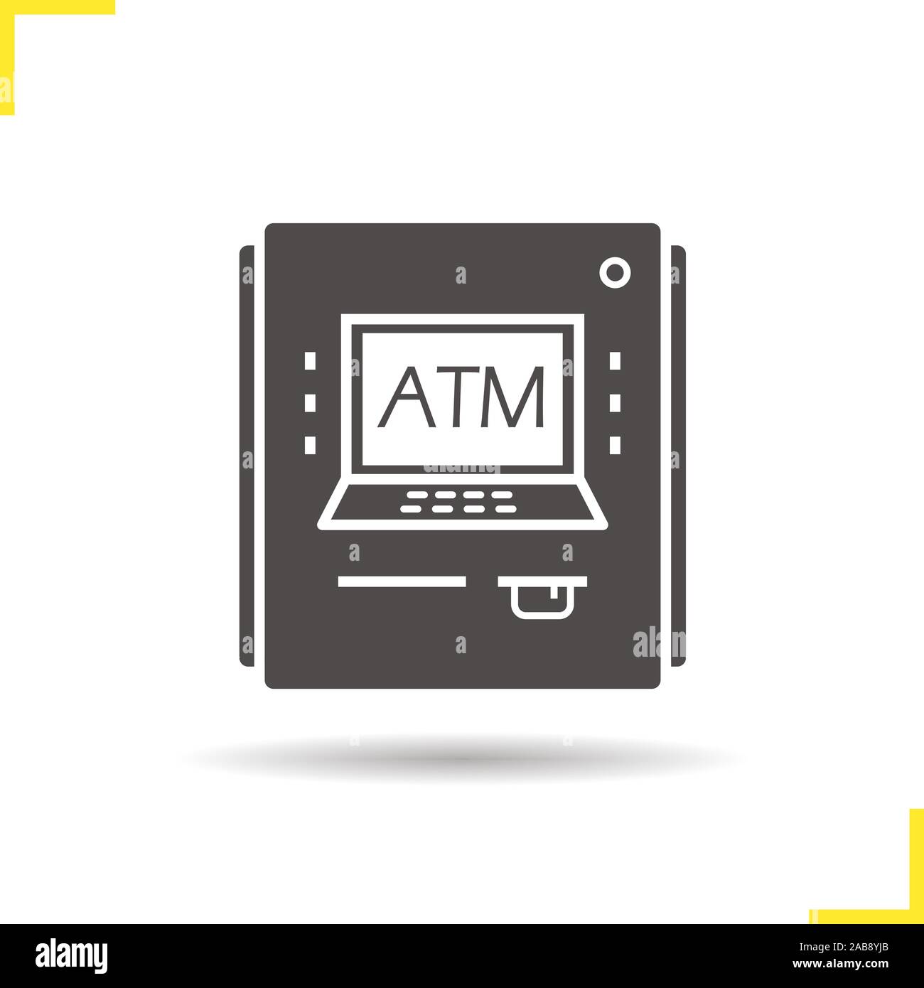 ATM machine icon. Drop shadow silhouette symbol. Cash machine. Negative ...