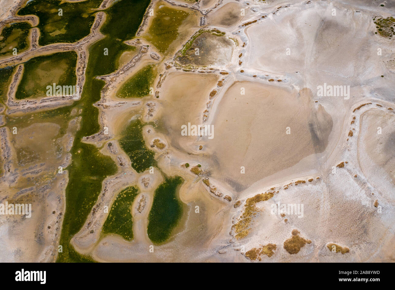 Aerial view of artificial salt farm.. Senegal. West Africa. Photo made ...