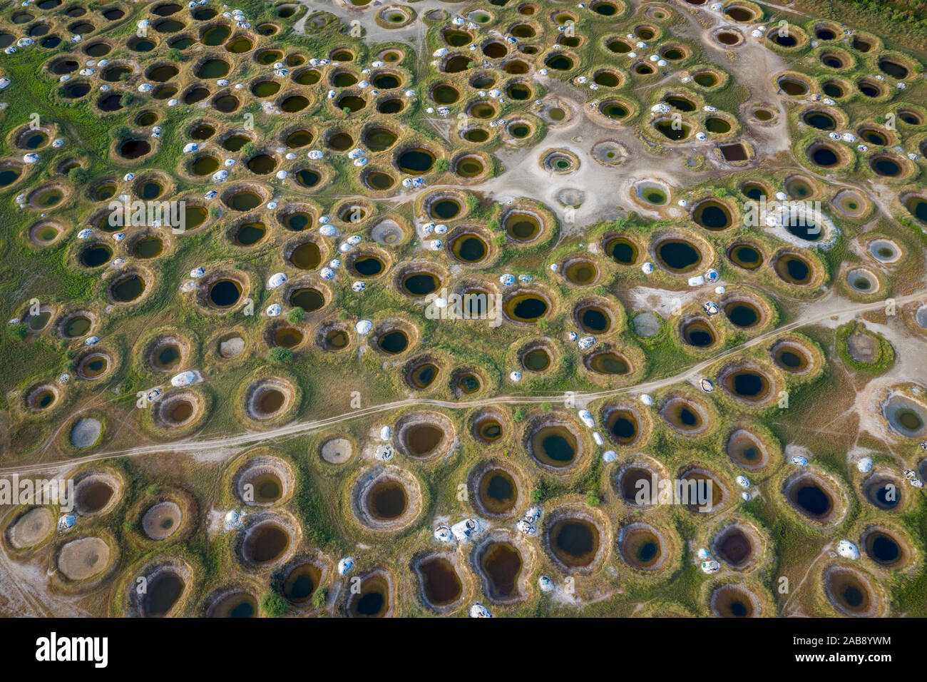Aerial view of artificial salt farm.. Senegal. West Africa. Photo made ...