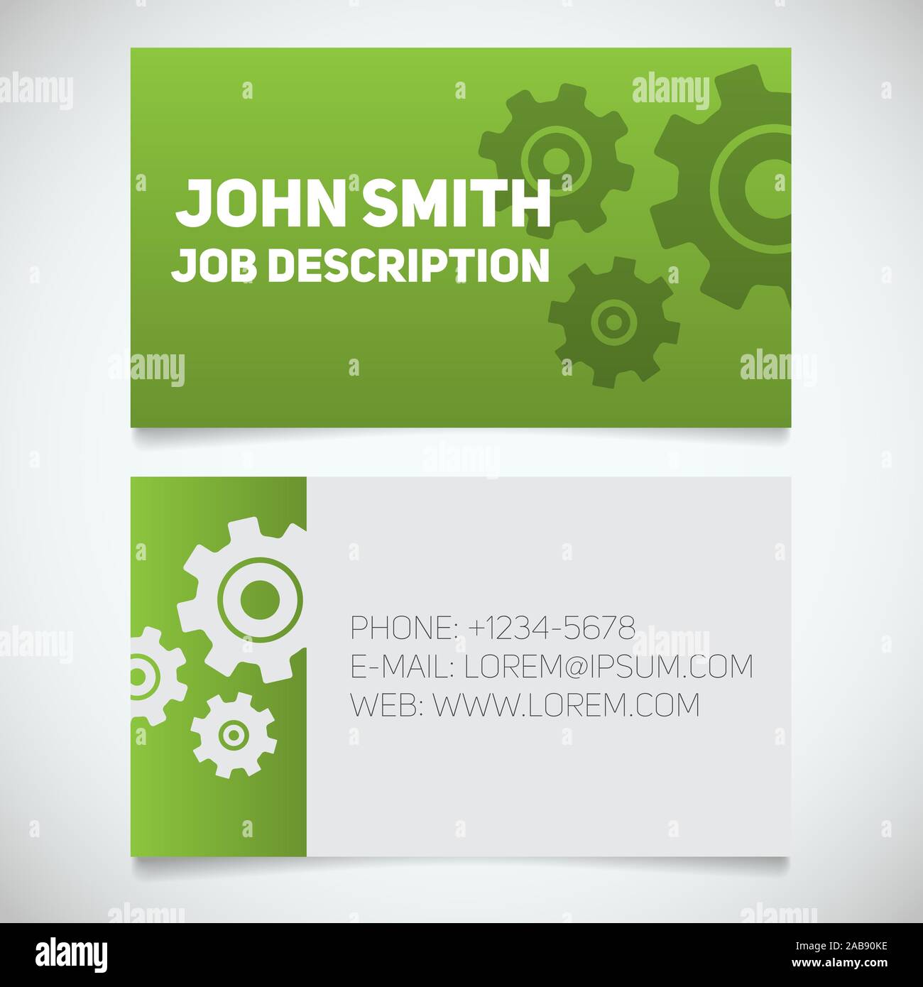 Business card print template with gears logo. Easy edit. Mechanic ...