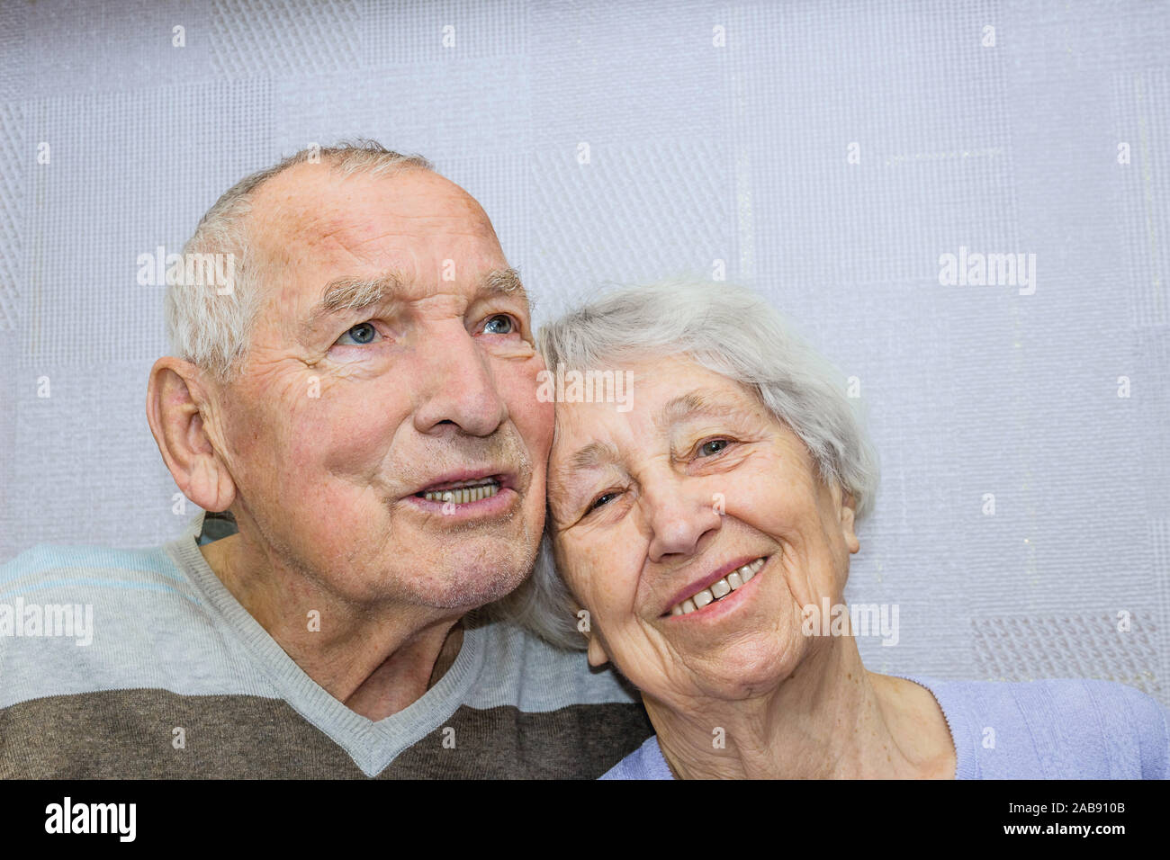 Happy senior old man and woman embracing, romantic family couple, love ...