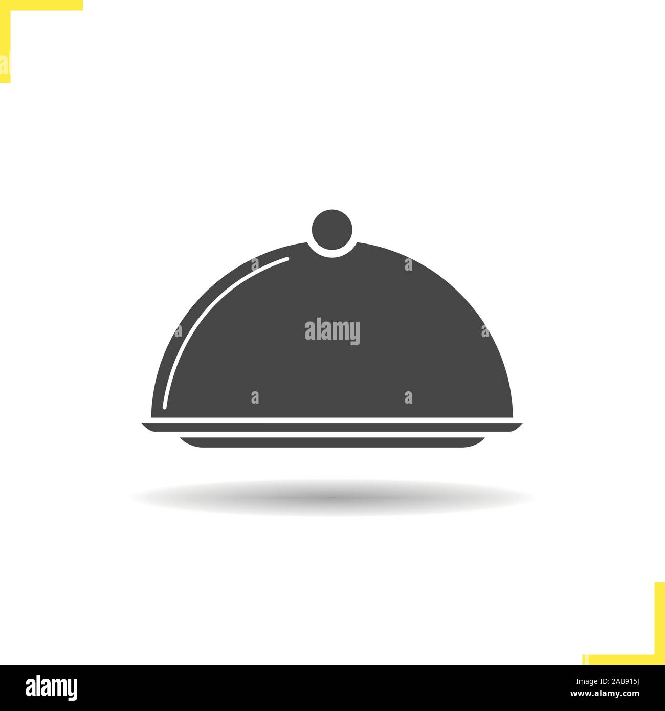 Covered dish icon. Drop shadow silhouette symbol. Restaurant food ...