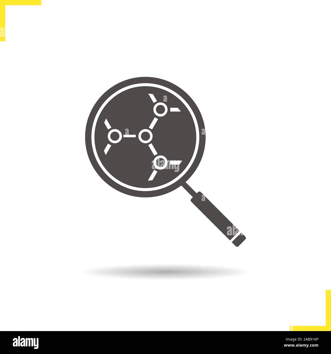 Molecular structure analysis icon. Drop shadow silhouette symbol ...