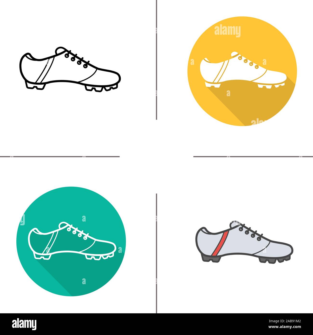 Football boots icon. Flat design, linear and color styles. Soccer ...