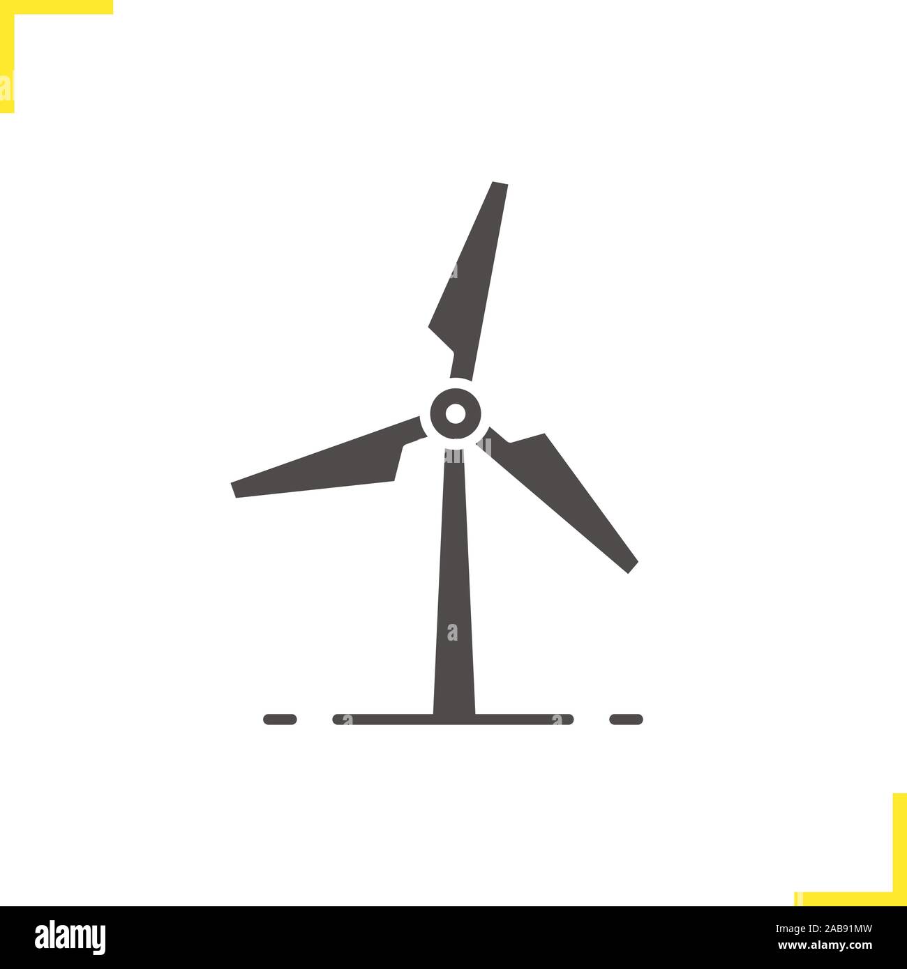 Windmill icon. Drop shadow silhouette symbol. Wind eco energy. Negative ...