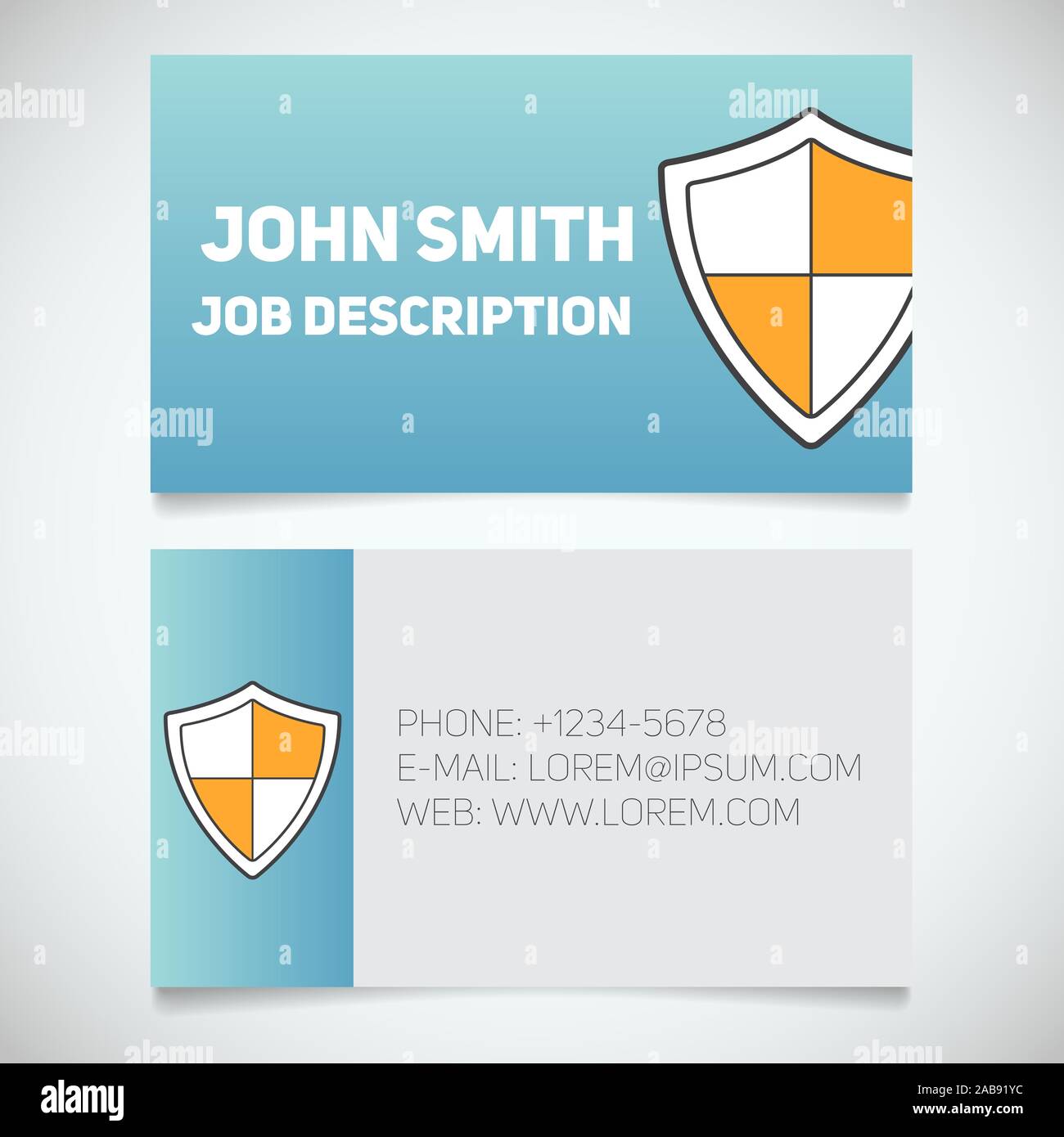 Business card print template with shield logo. Easy edit. Protection ...