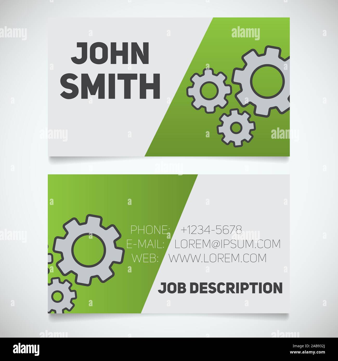 Business card print template with gears logo. Easy edit. Mechanic ...