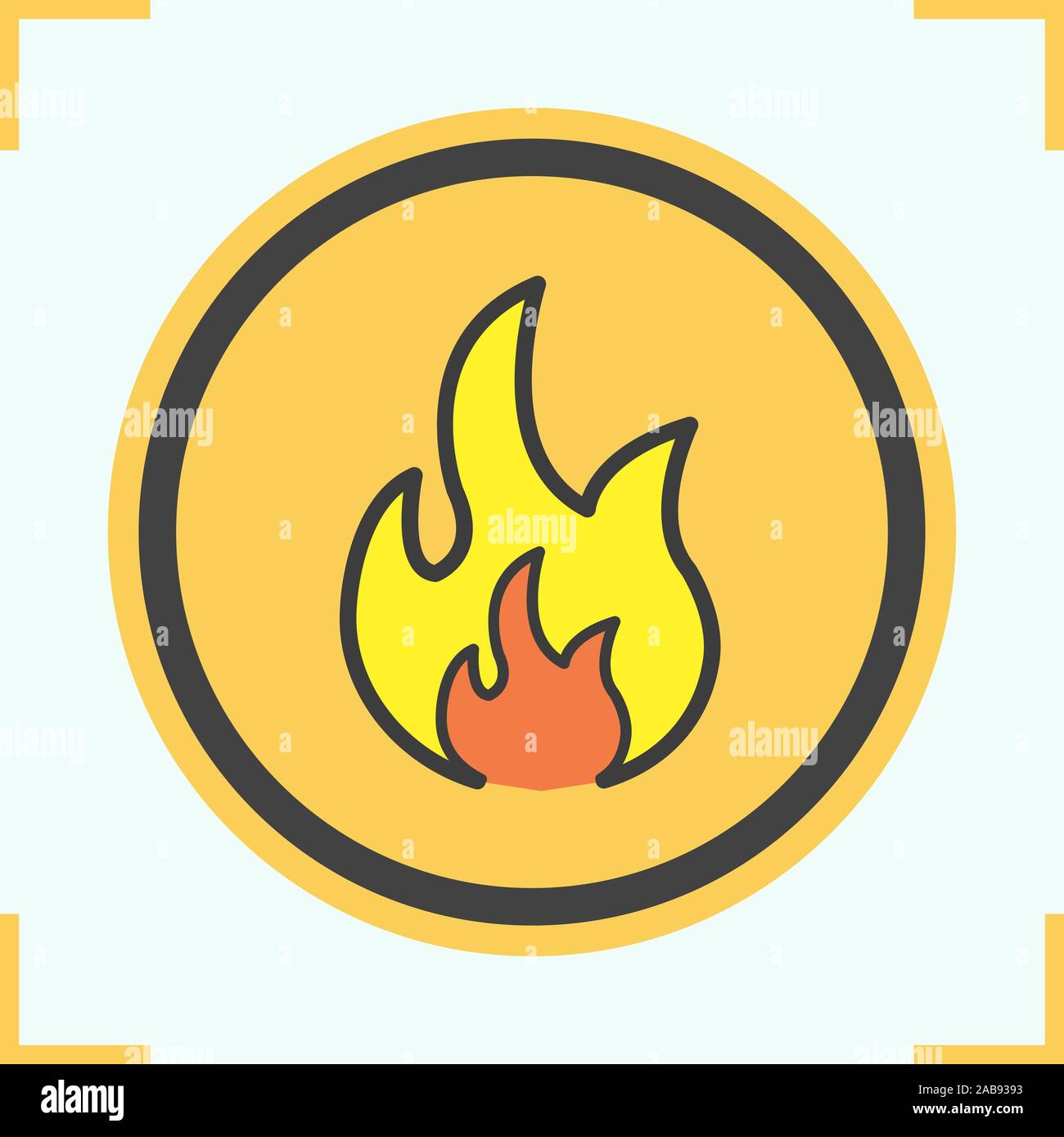Flammable sign color icon. Flame danger symbol. Burning fire. Isolated ...