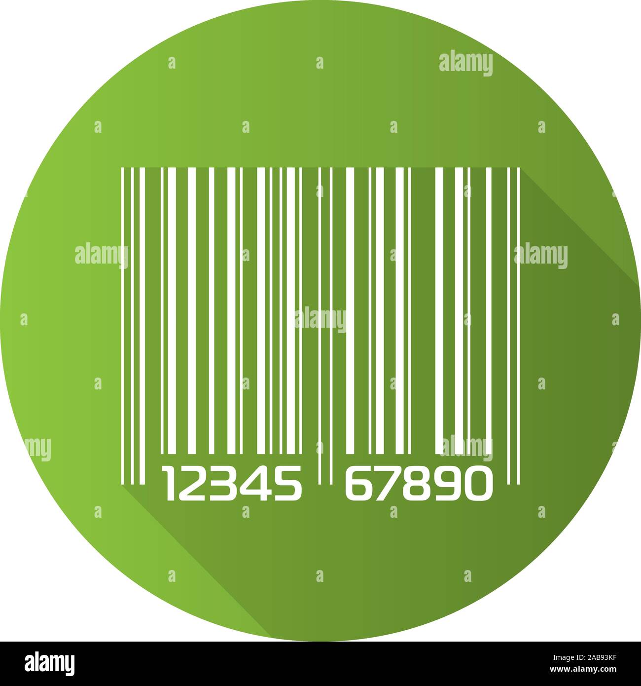 Barcode flat design long shadow icon. Green bar code vector symbol ...
