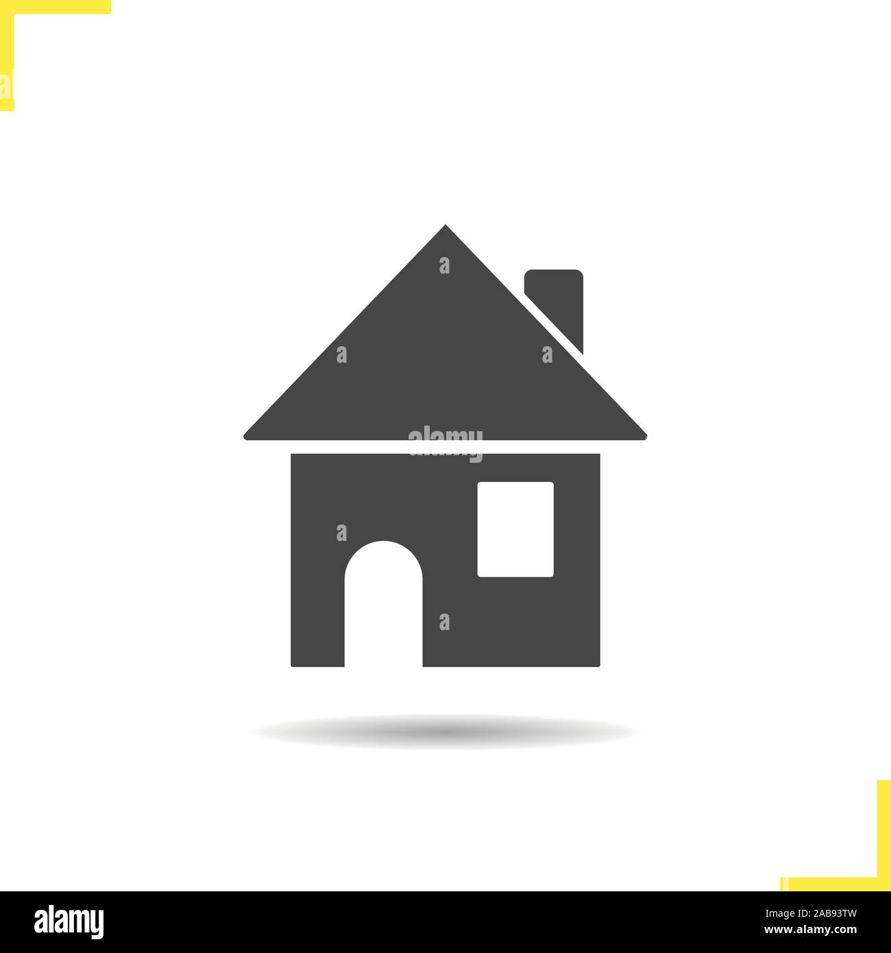 House icon. Drop shadow silhouette symbol. Home. Cottage building ...