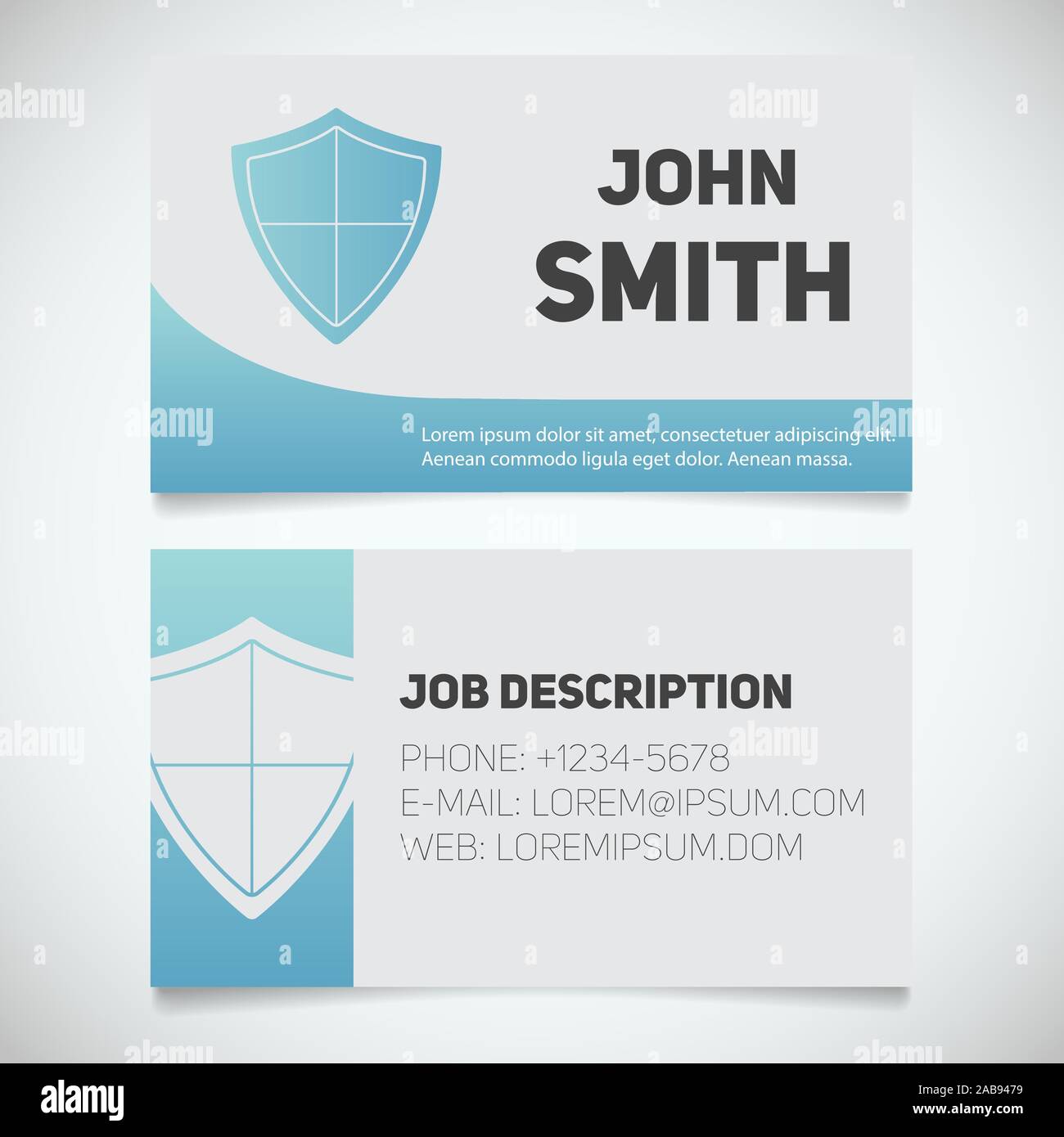 Business card print template with shield logo. Easy edit. Protection ...